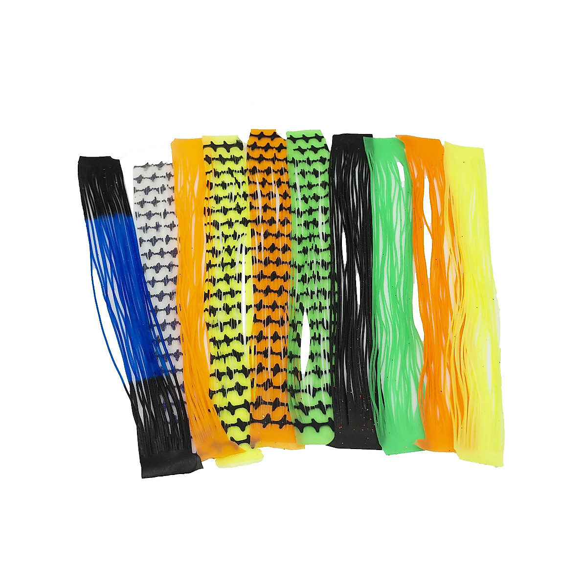 10 Colors 20 pcs Fishing Jig Lures Rubber Skirt Tab Multicolor Silicone Skirts Whole Sheet DIY Spinner Bait Squid Rubber Thread Lures Regular Skirt Collars Included Fly Tying Material Stripe Spots