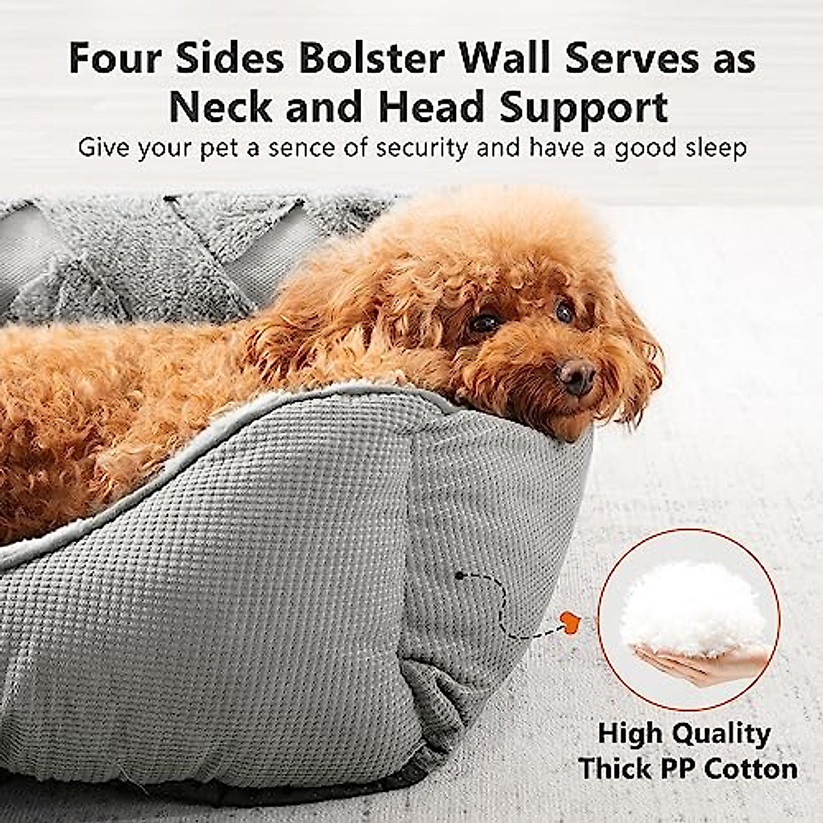MIXJOY Dog Bed for Large, Medium, Small Dogs - Rectangle Washable Sleeping Puppy Sofa, Orthopedic Pet Bed, Soft Calming for Indoor Cats, Anti-Slip Bottom With Multiple Sizes (20'', Gray)