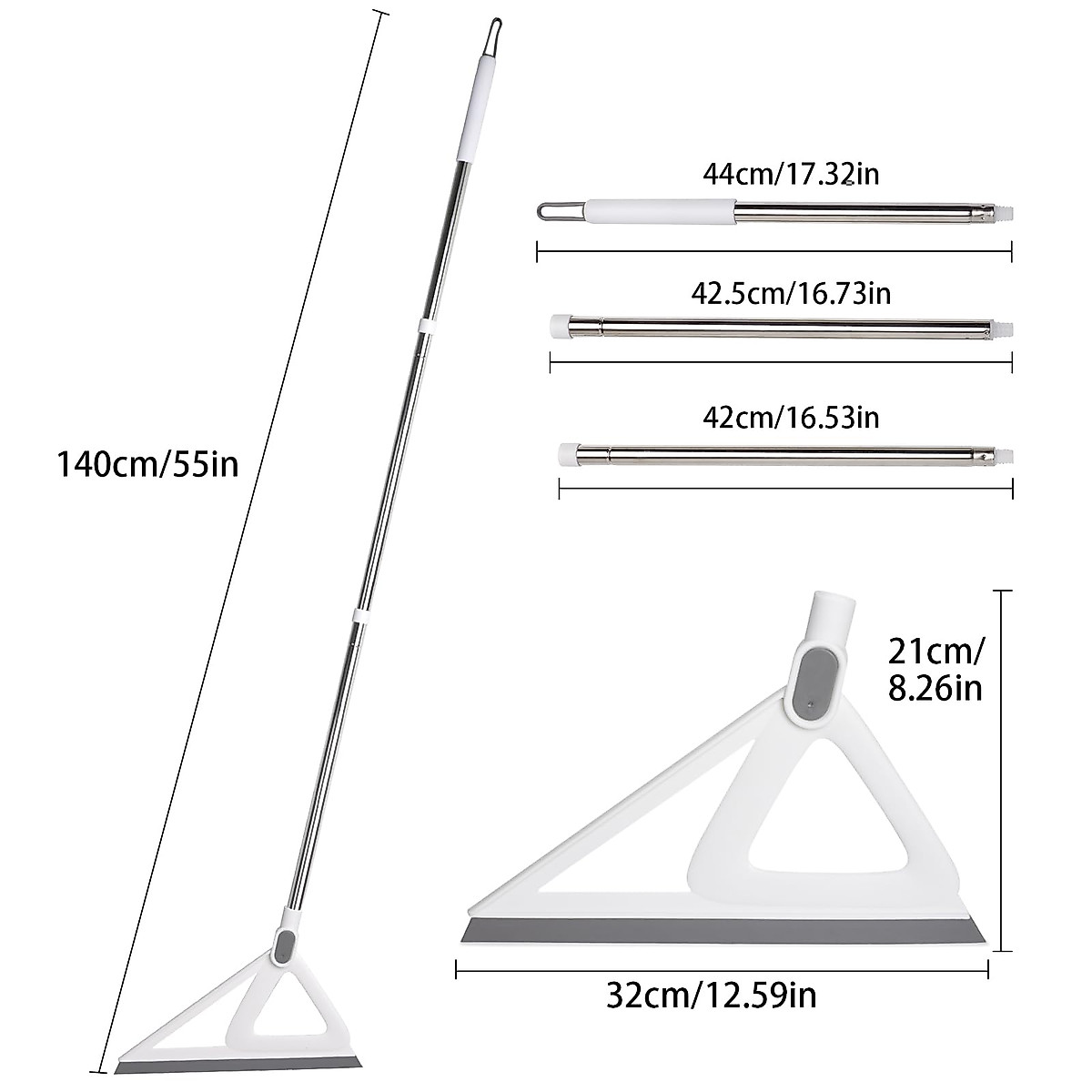 XXFLOWER Multifunction Silicone Broom，Squeegee Broom Sweeping Water and Pet Hair，Rubber Magic Broom Sweeper for Floor Bathroom Kitchen Shower，Rugs，Glass Windows（White）