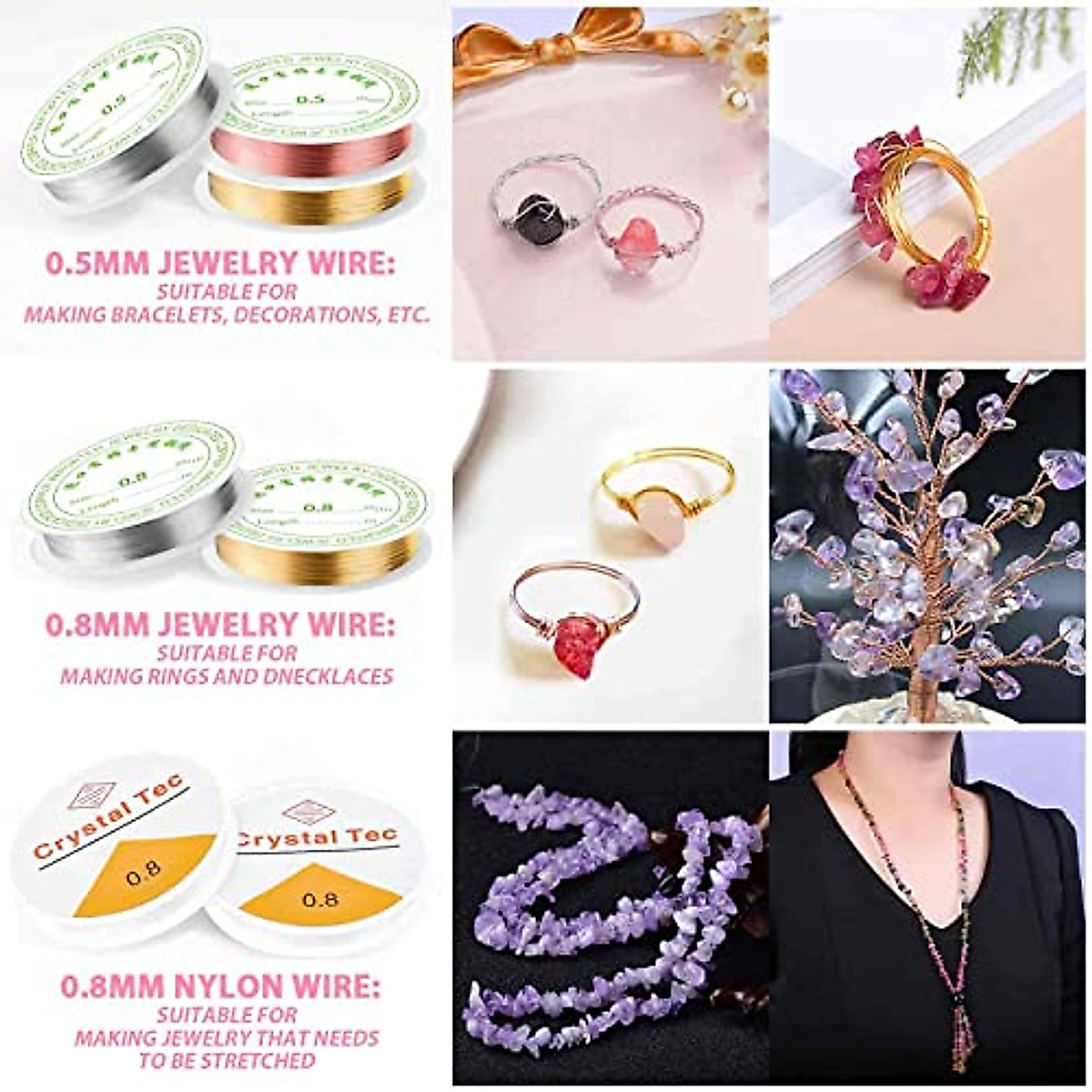 selizo Ring Making Kit with Crystal Beads, 28 Colors Crystal Jewelry Making Kit with Crystals, Jewelry Wire, Pliers and Earring Making Supplies for Jewelry Making