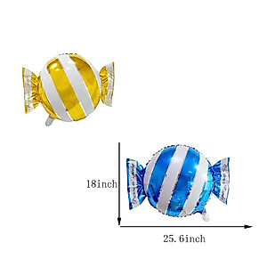 10PCS Sweet Candy Balloon Set Candies Theme Swirl Helium Mylar Foil Balloons Party Birthday Decor Supplies Candy Foil Balloons Spiral Mylar Balloons for Party Decoration