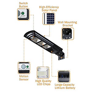 FUHONGRUI 200W Solar Street Light 6000LM Solar Flood Lights Outdoor Dusk to Dawn Flood Lights Outdoor with Motion Sensor and Remote Control 2 Pack