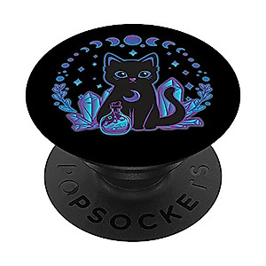 Mentally Ill But Totally Chill Halloween Costume Skeleton PopSockets Swappable PopGrip & Cute Witchy Black Cat Crystal Alchemy Kawaii Pastel Goth PopSockets Swappable PopGrip