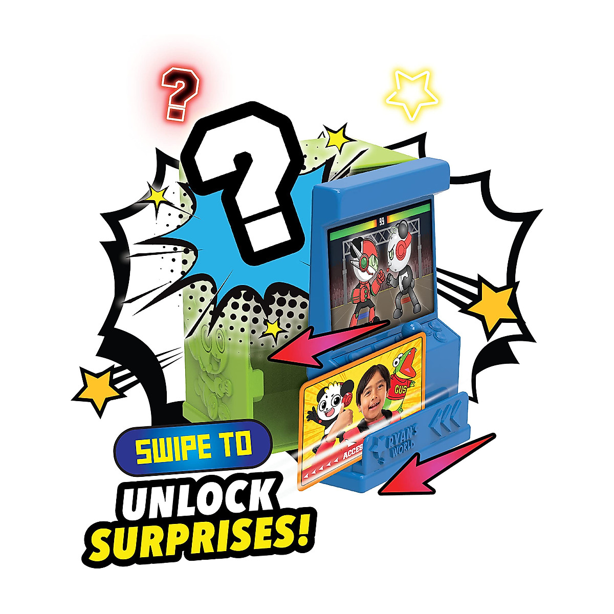 Ryan's World Surprise Arcades, 11-pieces, 4 Arcade Game-Containers, Glow-in-the-Dark Figure, Kids Toys for Ages 3 Up by Just Play