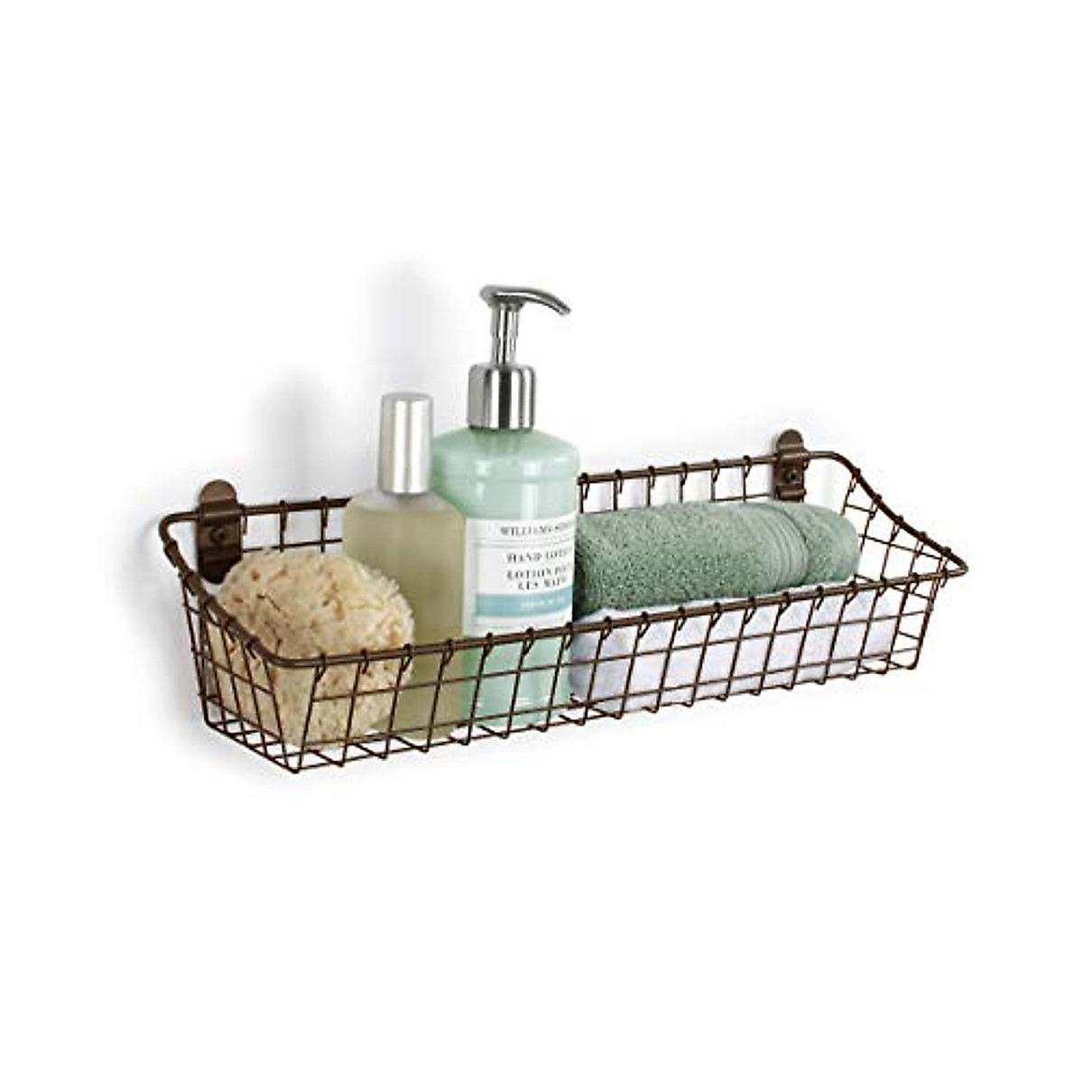 Spectrum Diversified Vintage Cabinet & Wall-Mounted Wall Basket for Storage & Organization, Rustic Farmhouse Decor, Sturdy Steel Wire Storage Bin, Medium, Bronze