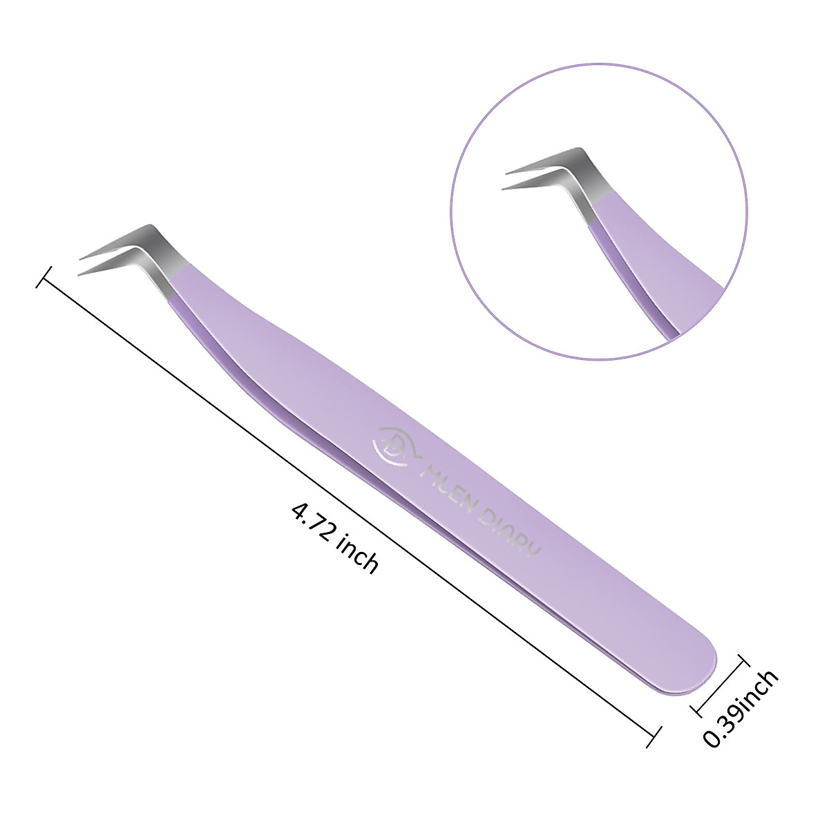 MLEN DIARY Lash Tweezers for Eyelash Extensions Stainless Steel Eyelash Extension Tweezers Curved L Angled Tips Flat Lashing Tweezer Tools for Volume,Isolation & Classic Lashes - Purple