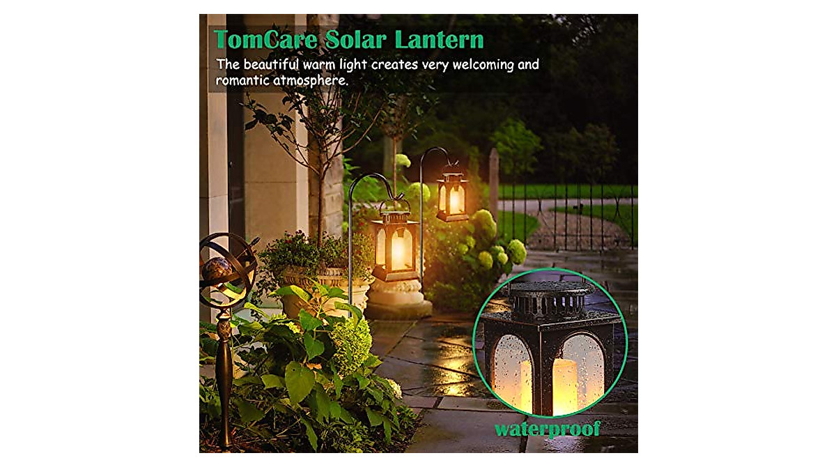 TomCare Solar Lanterns - Flickering Flame Outdoor Lights