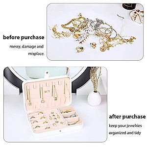 KCY Jewelry Box for Women Girls,Small Travel Jewelry Organizer Case,PU Leather Portable Jewellery Storage Boxes Display Holder for Ring Earrings Necklace Bracelet Bangle, Men Teen Kids Gift, Pink