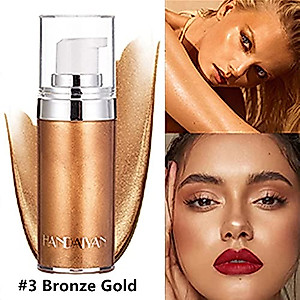 Go Ho Face Body Illuminator,Liquid Highlighter Makeup Moisturizing Face Luminizer,Waterproof Smooth Liquid Spray Shine Shimmer Glow Foundation - Bronzer Body & Face(#3 Bronzer Golden)