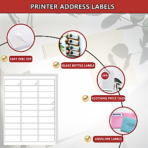 Rhyqabo 1" X 2-5/8" Address Labels Sticker,900 Labels Mailing Labels,for Laser and Inkjet Printers,Return Address Labels 8.5" × 11" White 30 Sheet,Strong Adhesive