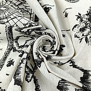 LOONELO World Map Cotton Linen Tablecloth,Antique Map Printed Tablecloth,Washable Retro Style Rectangle Table Cover for Dinner,Party,Picnic,Home Decor (55.1X98.4 inch)