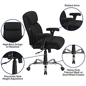 Flash Furniture HERCULES Series Big & Tall 400 lb. Rated Black Fabric Ergonomic Task Office Chair with Line Stitching and Adjustable Arms