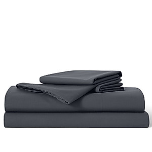 Brooklinen Luxury Percale Core Sheet Set, Full Size in Graphite - Fitted Sheet, Flat Sheet, 2 Pillowcases | Best Sheets