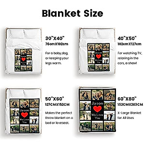 HYHSJY Gifts for Mom Dad Custom Blankets Personalized Throw Blankets with Photo Text Customized Love Blanket for Wife Friend Mom Couple Grandma Pets Gifts for Birthday Anniversary Halloween Christmas