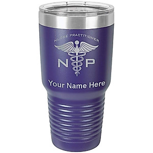 LaserGram 30oz Vacuum Insulated Tumbler Mug, NP Nurse Practitioner, Personalized Engraving Included (Dark Purple)