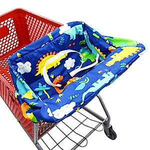 Portable Shopping Cart Cover | High Chair and Grocery Cart Covers for Babies, Kids, Infants & Toddlers ✮ Includes Free Carry Bag ✮ (Simple Dinosaur)