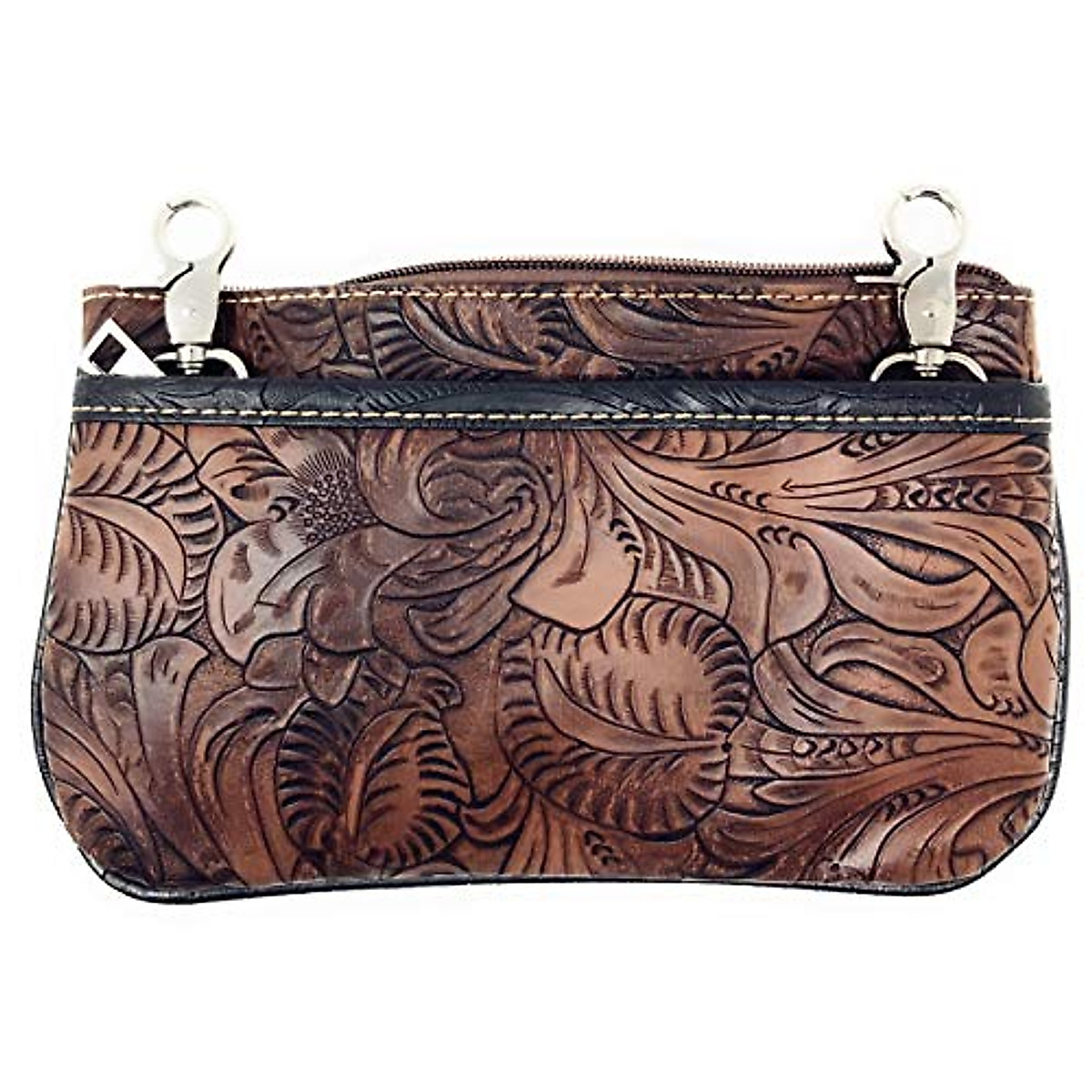 Western Feather Country Rhinestone Concho Laser Cut Wallet Cross Body Clutch Bag Purse (Brown) Small