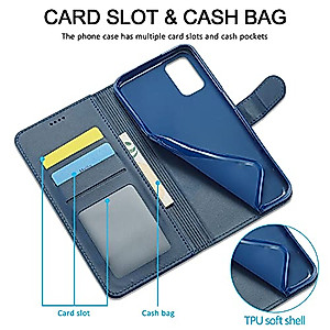 Phone Flip Case Compatible with OPPO Reno 6Pro 5G PU Leather Wallet Case,with Card Slot [Stand Feature] Magnetic Closure Protective TPU Shockproof Flip Cover Case phone protection ( Color : BLUE )