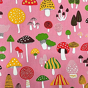 Mushroom Fabric Fat Quarters for Quilting,Cotton Printed Food Pattern Fabric Bundles 18x22,Botanical Woodland Theme SZRUIZFZ (6pcs)
