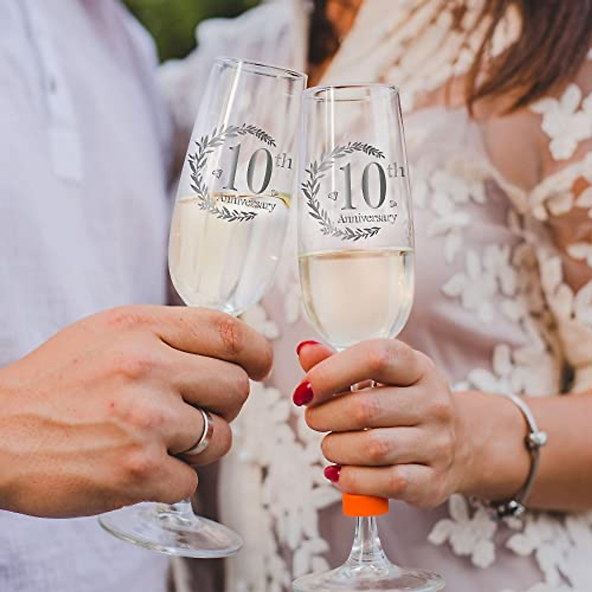 Tom Boy 10th Anniversary Champagne Flutes, Wedding Gifts Anniversary for Couple, 10th Wedding Anniversary Champagne Flutes Glasses Set of 2, Couple gifts, 10th Anniversary for Couple Gift