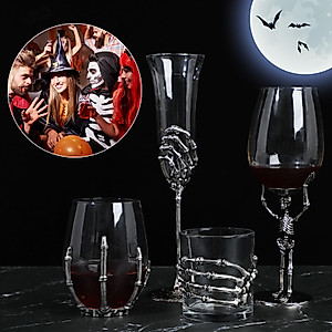 Kimpoant Halloween Skull Wine Glass - Skeleton Ghost Hand Wine Glass- Halloween Parties and Events, Skull Wine Glass, Halloween Drinking Glasses, Skeleton Hand Goblet (A1)