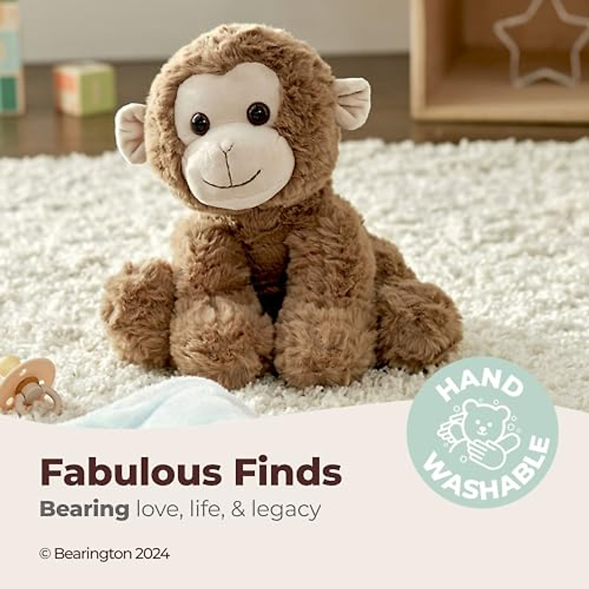 Bearington Collection Giggles Monkey Stuffed Animal 11 In - Monkey Plush Toy for Kids