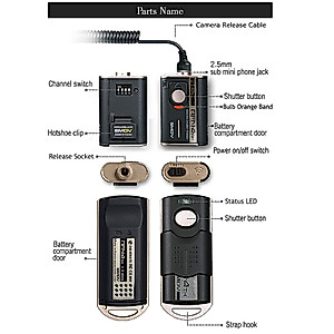 SMDV RFN4 RF-905 Wireless Remote Shutter Release for Canon, Olympus, Fuji, Samsung, Sigma, Pentax, Contax and Hasselblad - Transmitter and Receiver