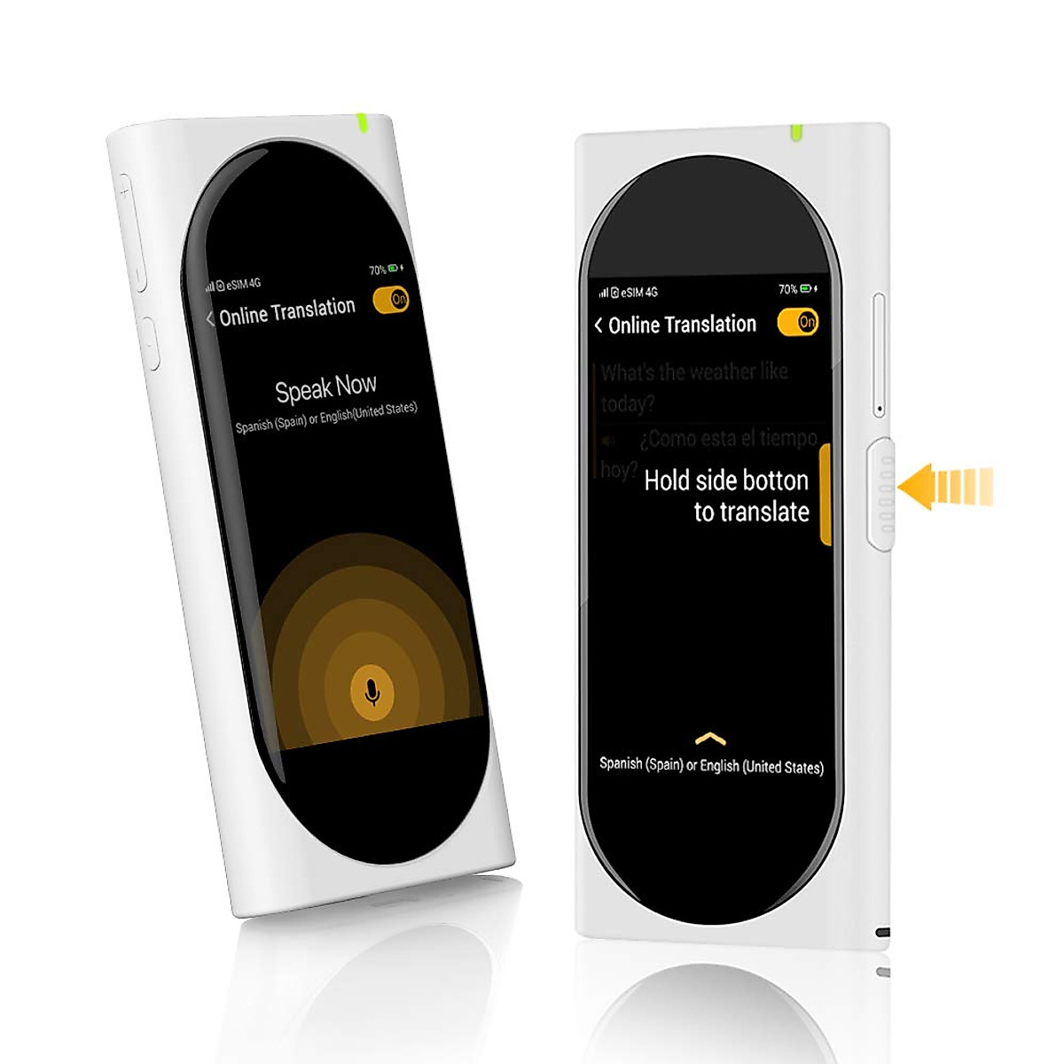 Langogo Genesis 2-in-1 AI Translator Device and Voice Recorder Transcriber, 100+ Languages Instant Two-Way Translation and Transcription Recorder, Built-in Data, 3.1inch Retina Display, White