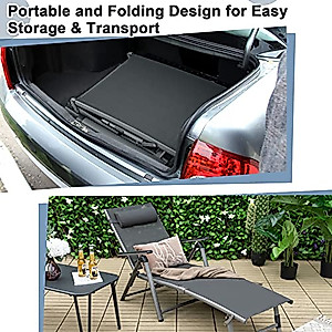 HAPPYGRILL Patio Lounge Chair Aluminum Chaise Lounge Chair with 8-Position Adjustable Backrest, 2-postion Footrest, Comfortable Headrest, Outdoor Folding Reclining Chair for Patio Poolside Backyard