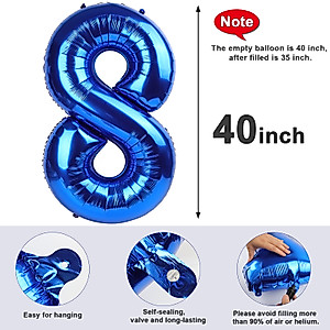 40 Inch Number 8 Balloon, Giant Navy Blue 8 18 28 80 Birthday Balloons for Men Boys, 8th Birthday Decorations Party Supplies, Wedding Anniversary, Graduations