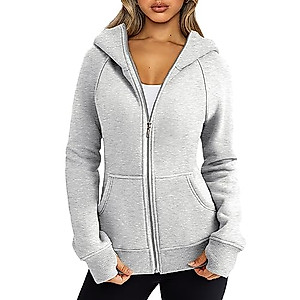 Trendy Queen Womens Fleece Jackets Full Zip Sweatshirts Oversized Hoodies Long Sleeve Sweaters With Pockets Winter Fall Outfits Y2k Fashion Teen Girls Clothes