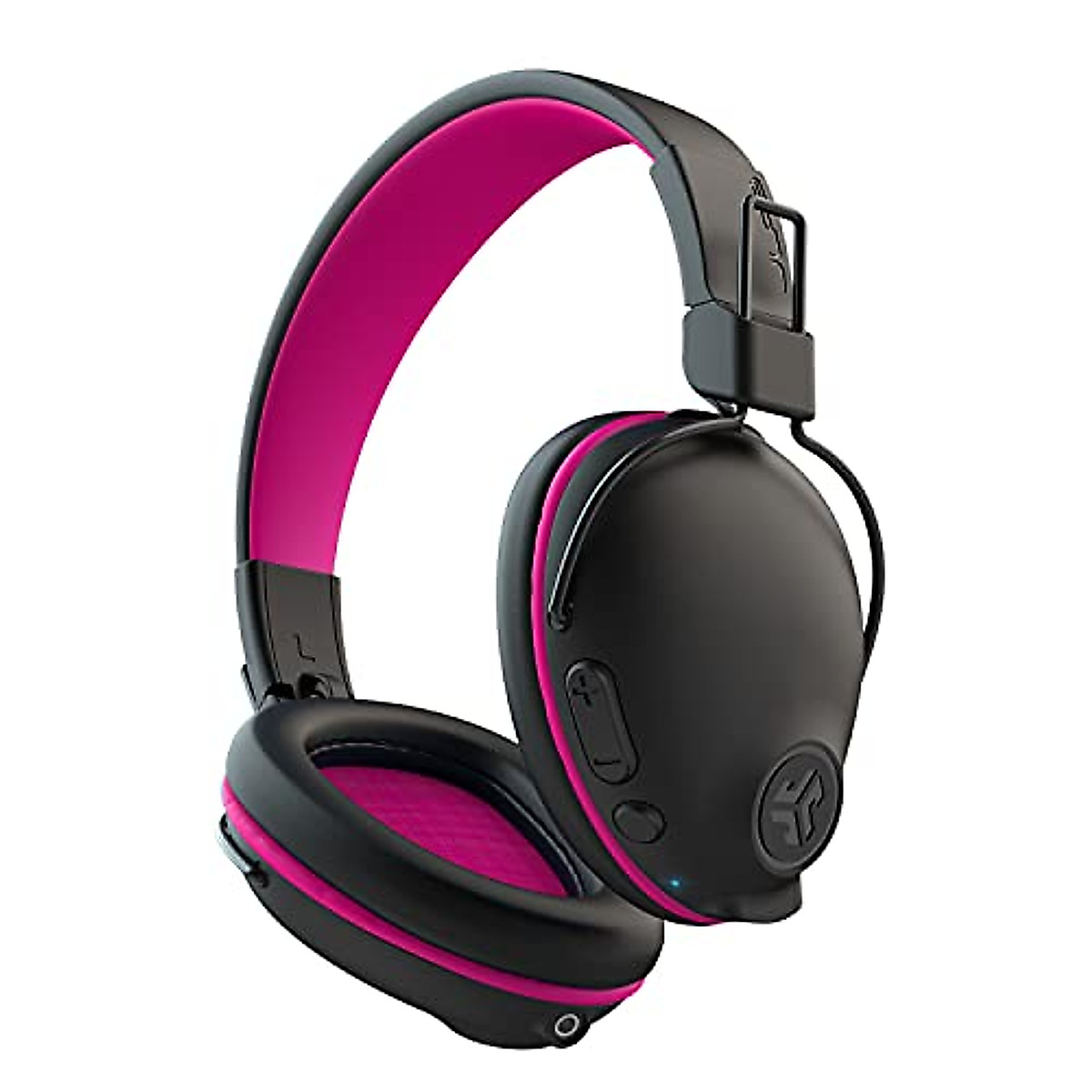 JLab JBuddies Pro Wireless Over-Ear Kids Headphones | 35+ Hour Battery Life | Built-in Volume Regulators for Safety | Share Mode | Folding | Adjustable | Noise Isolation | with Mic | Pink