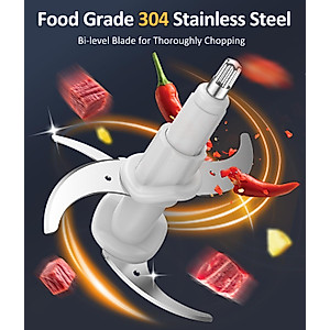 KOIOS Small Food Processor with 2 Bowls (8 Cup+8 Cup) & 2 Sets Bi-level Blade, 2L Electric Food Chopper Meat Grinder for Meat/Vegetable/Fruits/Nuts/Baby Food, 500W, 2 Speed Modes