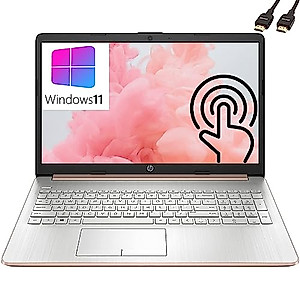 HP 17 17.3" Touchscreen HD+ Laptop Computer, Intel Quad-Core i3-1125G4 up to 3.7GHz (Beat i5-10210U), 8GB DDR4 RAM, 512GB PCIe SSD, DVD, AC WiFi, Bluetooth, Rose Pink, Windows 11 S, BROAG HDMI Cable