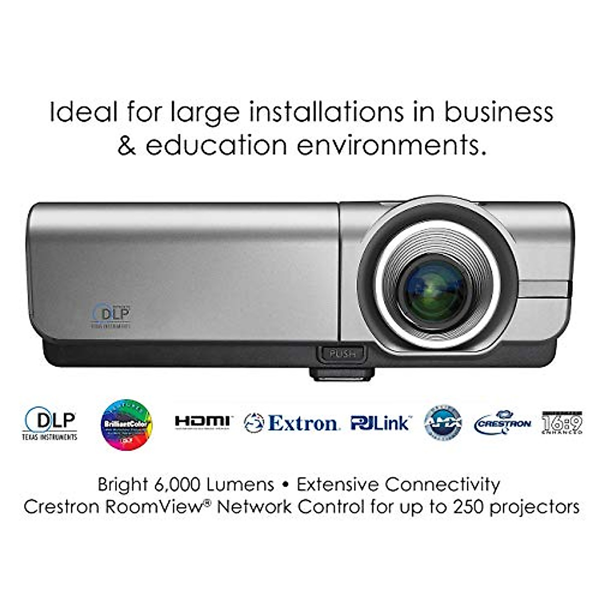 Optoma X600 XGA Projector for Business with High Brightness 6, 000 Lumens, Crestron Roomview For Network Control, Keystone Correction, Zoom, Silver