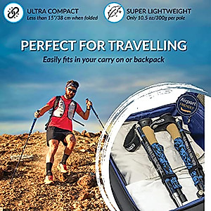 EQUIPEAK Trekking Poles for Hiking - 2 Folding Walking Sticks with Cork & Eva Grip - Lightweight Collapsible Hiking Poles for Backpacking Gear, Fast & Strong Locking Nordic Walking Poles for Travel