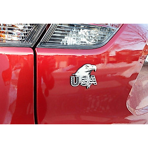 USA American Eagle Flag Black with Chrome Eagle Plastic car Emblem Decal 3"