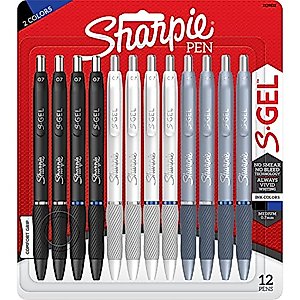 Sharpie® S-Gel Fashion Barrel Gel Pens, Medium Point, 0.7 mm, Assorted Barrel, Assorted Ink, Pack Of 12 Pens