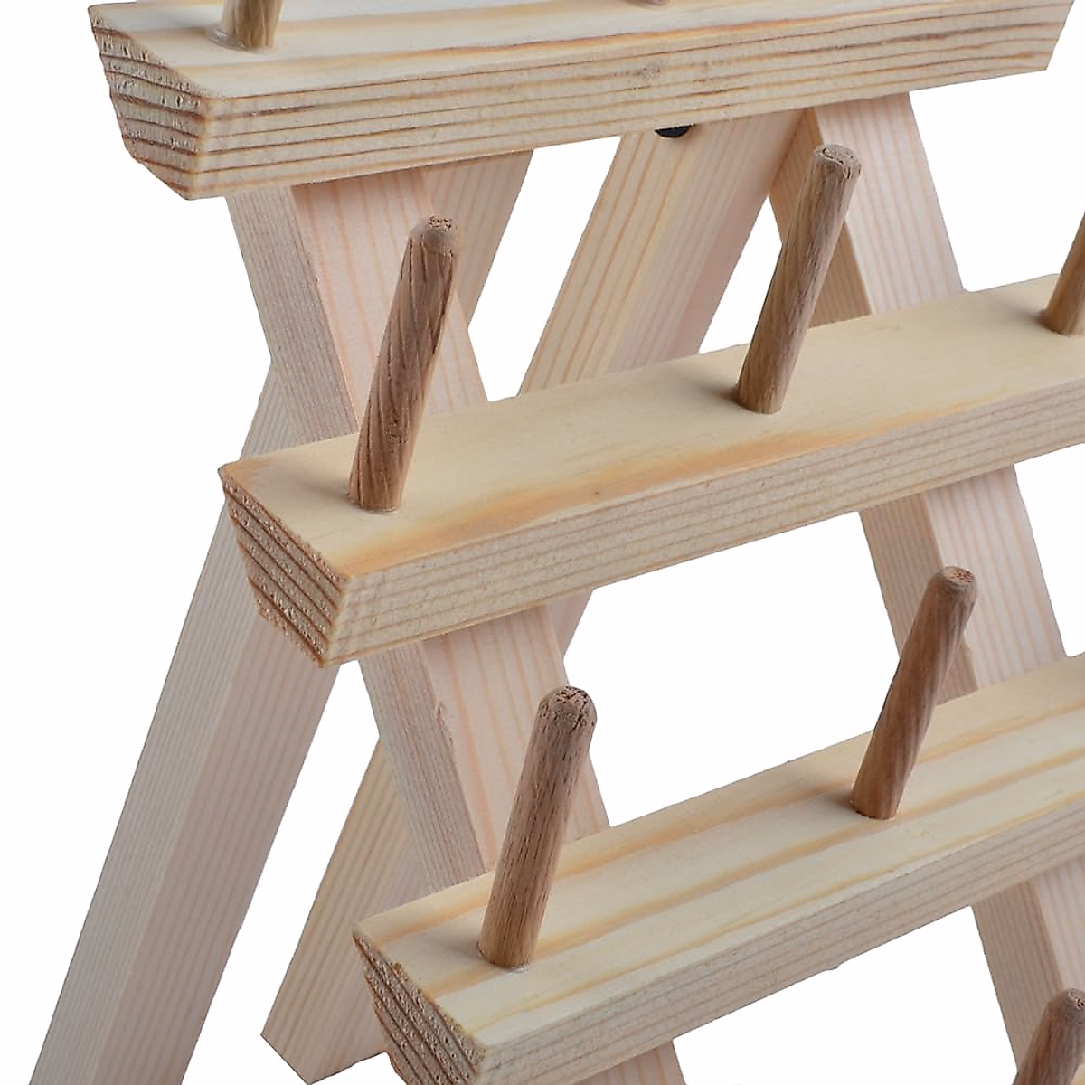 NW 12-Spools Wooden Thread Holder Sewing and Embroidery Thread Rack and Organizer Thread Rack for Sewing with Hanging Hooks