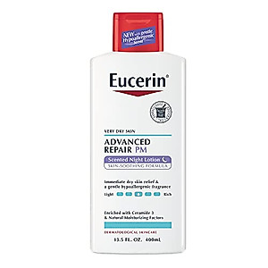 Eucerin Advanced Repair Night Lotion, 48 Hour Moisturizing Body Lotion for Dry Skin, Paraben Free Body Lotion with a Hypoallergenic Soothing Scent, 13.5 Fl Oz Bottle