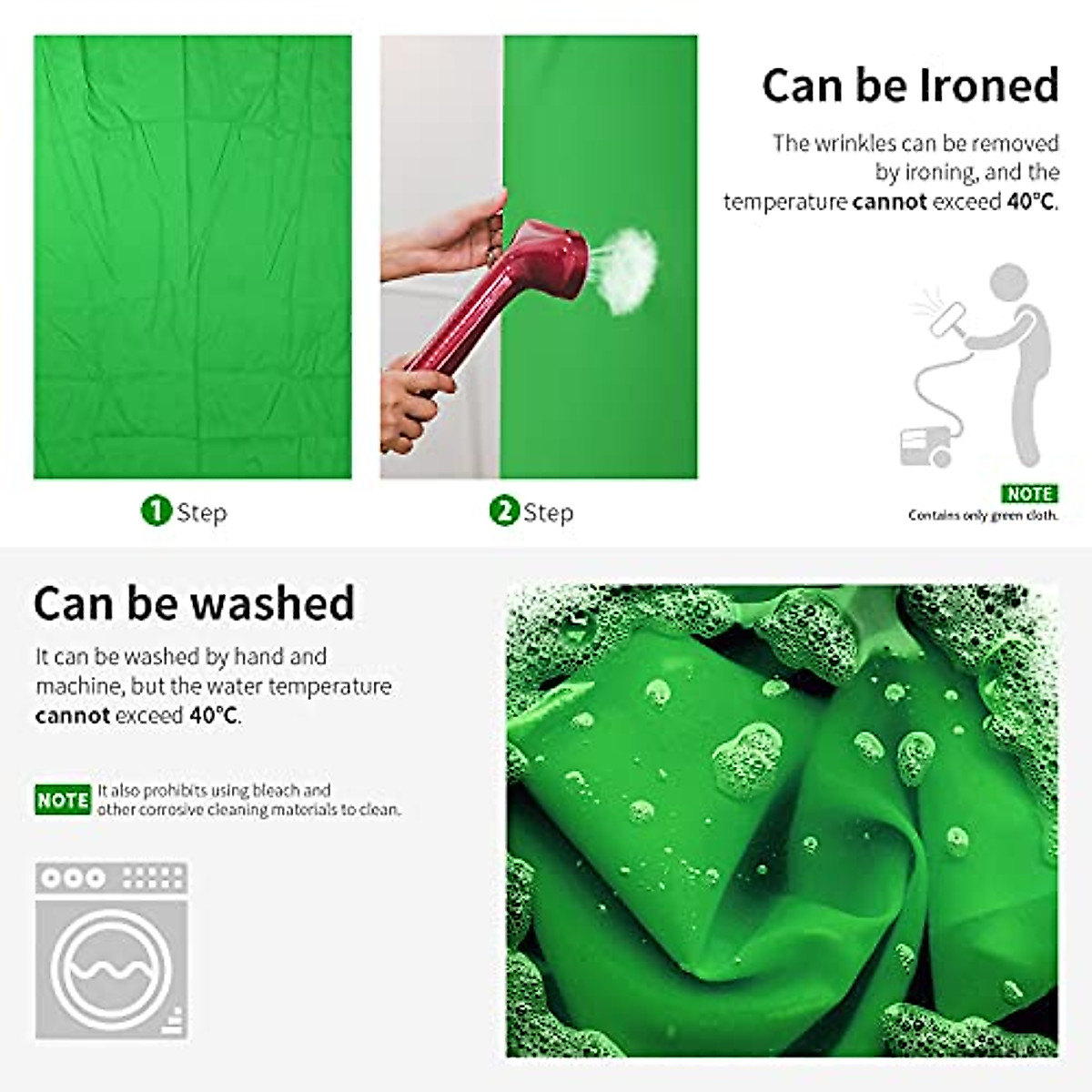 NEEWER 6x9 feet/1.8x2.8m Photo Studio 100% Pure Polyester Collapsible Backdrop Background for Photography, Video and Television (Backdrop Only) - Green