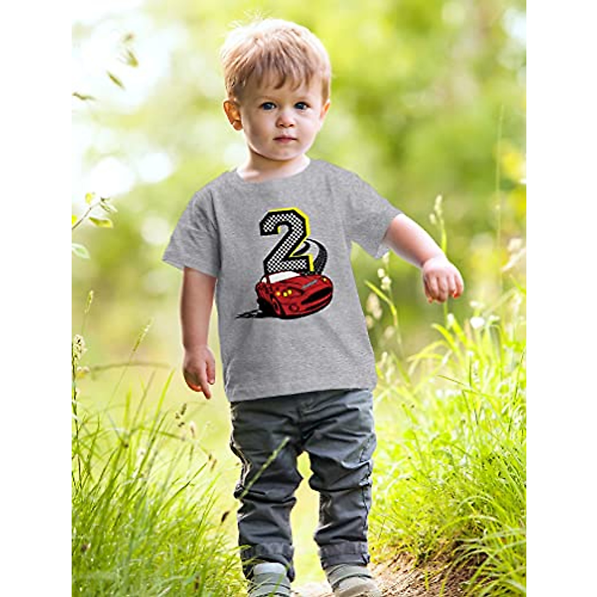 2nd Birthday Shirt Boy Gifts for 2 Year Old Boys Number Two Toddler Kids T-Shirt 2T Gray