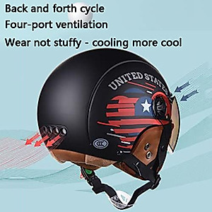 Adult Motorcycle Half Helmet, DOT Approved ABS Open Face Personalized Helmet, for Unisex Youth with Visor Goggles, Outdoor Chopper Scooter Moped Cruiser Electric Bicycle Helmet-F-54-61cm