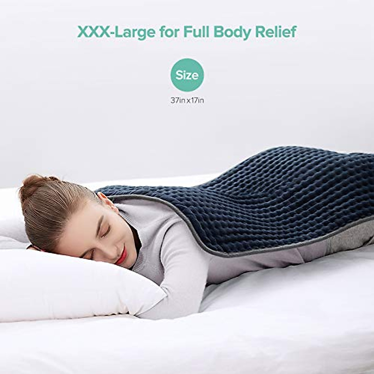Heating Pad for Back Pain Relief, 17" X 33" XXX-Large Heating Pads for Cramps, Neck and Shoulder,Electric Heating Pad XL with 6 Fast Heating Settings,Moist Dry Heat Options,Auto-Off,Machine Washable