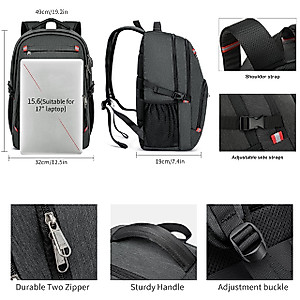 CAFELE Backpack,Waterproof Large 17in Laptop Backpack for Trip School Work Bookbag Computer Rucksack with USB Charging Port,Water Resistant Sturdy Backpack for Men Women,Grey