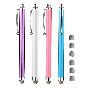 Stylus, CCIVV 4 Pcs Hybrid Mesh Fiber Tip Stylus Pens for Touch Screen Devices (5.3 inches-4pcs)