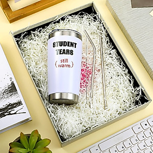 Newtay Stainless Steel Teacher Mugs 20 oz Student Tears Funny Teacher Gift Travel Tumbler with Lid Straws and Brush Teacher Appreciation Tumbler Thanksgiving Christmas Gifts for Teachers