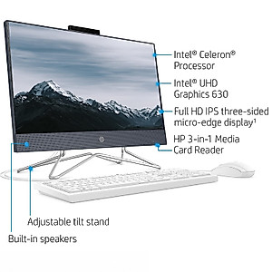 HP 2022 Newest AIO Desktop, 21.5" FHD Display, Intel Celeron G5905T Processor, 32GB RAM, 1TB PCIe SSD, Webcam, DVD-RW, Wi-Fi, HDMI, Bluetooth, Wired KB and Mouse, Windows 11 Home, Blue