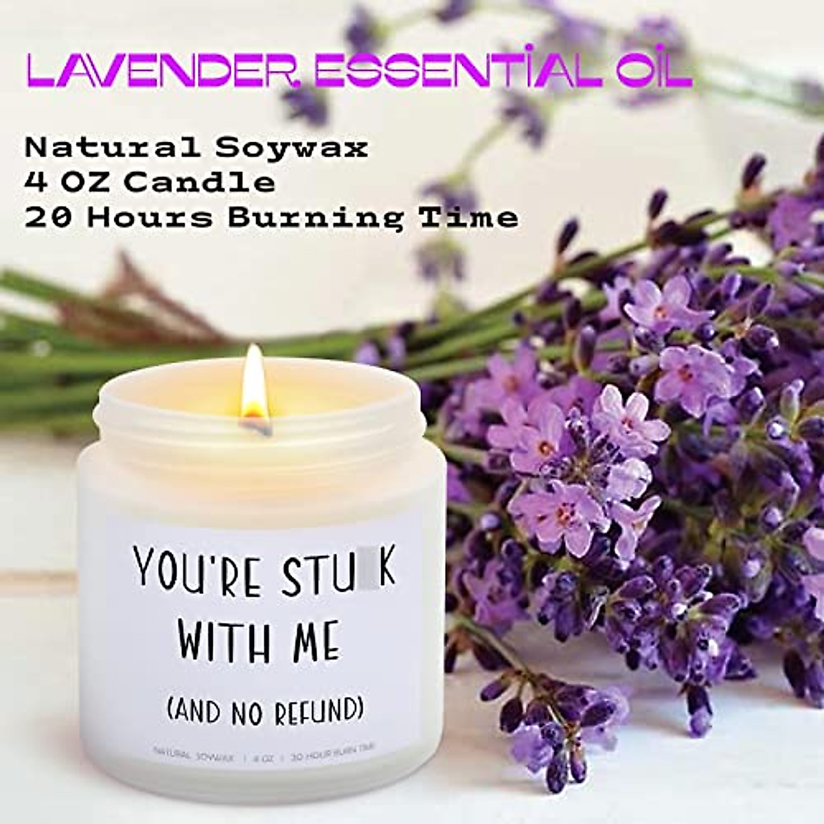 Lavender Scented Candles, Valentine Day Gifts for Him Her, Romantic Present for Women Men Boyfriend Girlfriend Wife Husband BFF Bestie, Anniversary Birthday Dating Gift