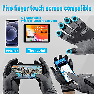BURSUN Winter Gloves, Windproof Waterproof Warm Touchscreen Gloves Men Women, Outdoor Winter Thermal Gloves for Cycling Riding Running Work